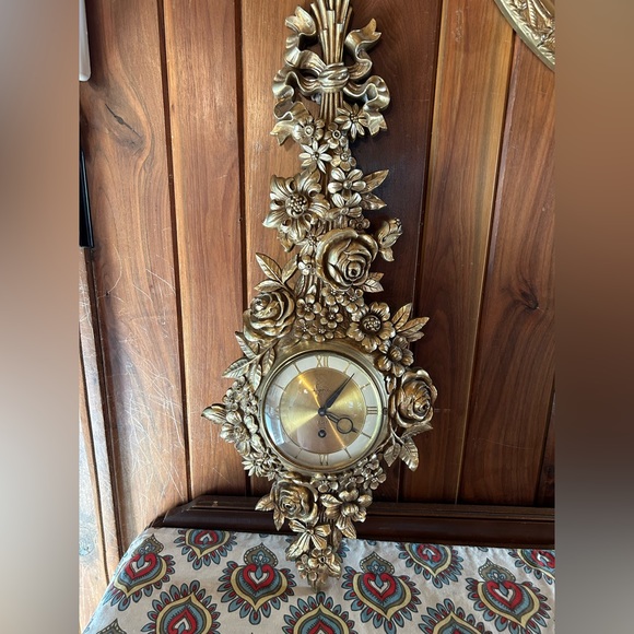 Vintage | Wall Decor | Vintage Wood Carved Rose Syroco Wall Clock ...